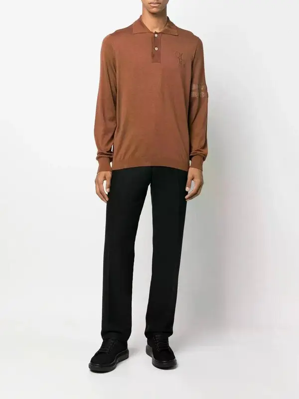 BILLIONAIRE Logo-patch Silk Blend Jumper - Brown