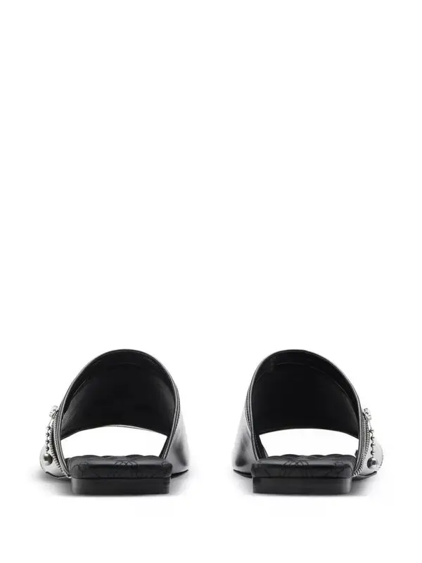 Burberry Decorative-zip Flat Leather Sandals