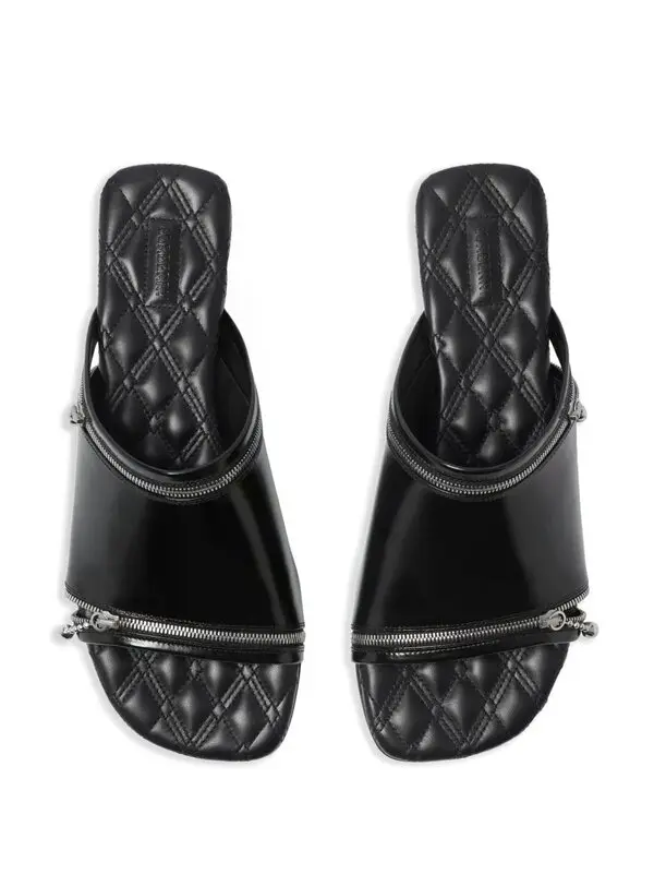 Burberry Decorative-zip Flat Leather Sandals