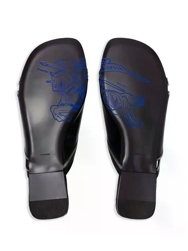 Burberry Decorative-zip Flat Leather Sandals
