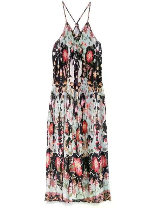 Farm Rio Pleated Sleeveless Midi Dress