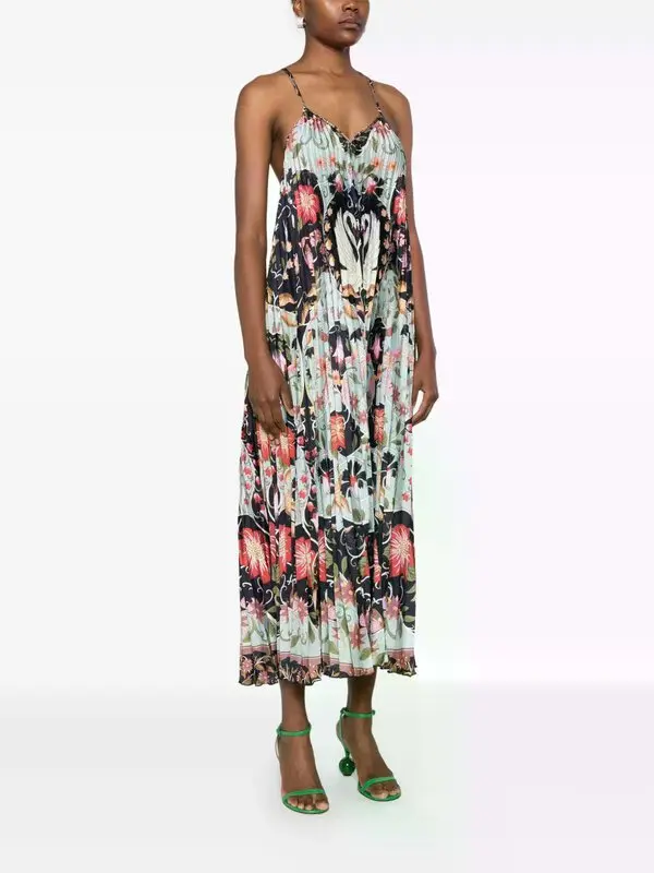 Farm Rio Pleated Sleeveless Midi Dress