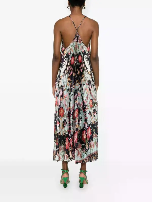 Farm Rio Pleated Sleeveless Midi Dress