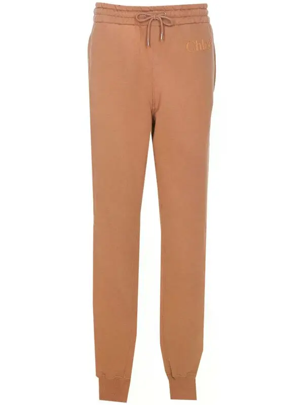 Chloé Logo Embroidered Track Pants - Neutrals
