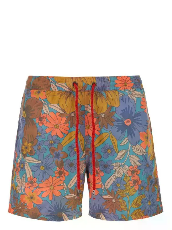 4FF Floral-print Swim Shorts - Blue