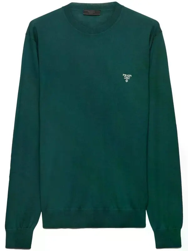 Prada Logo-embroidered Wool Jumper - Green