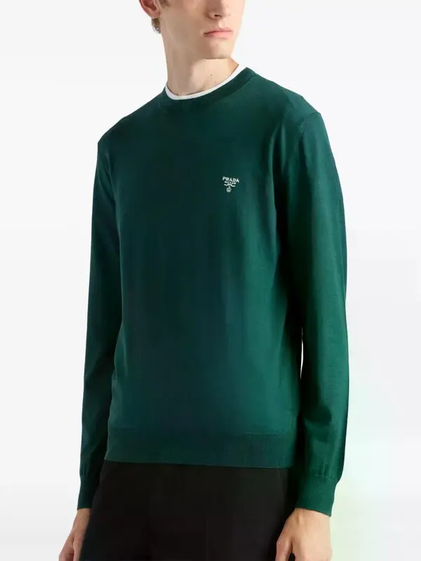 Prada Logo-embroidered Wool Jumper - Green