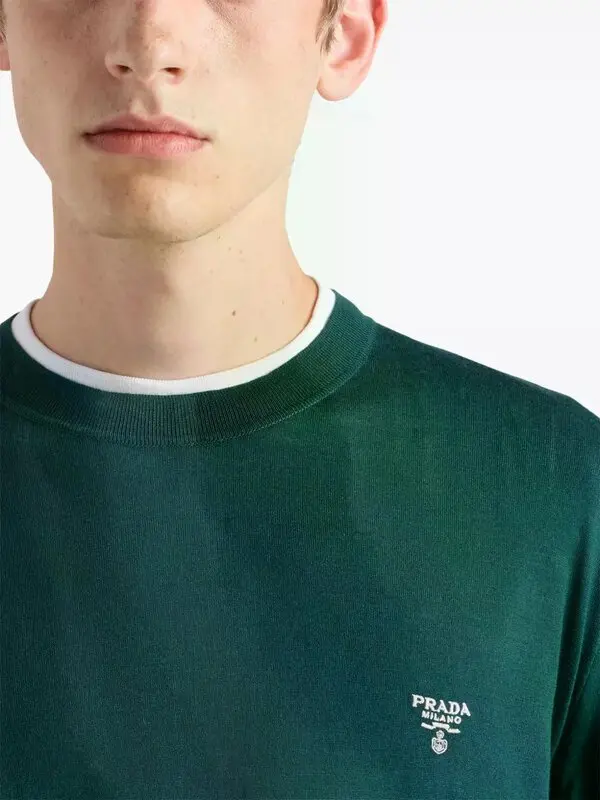 Prada Logo-embroidered Wool Jumper - Green