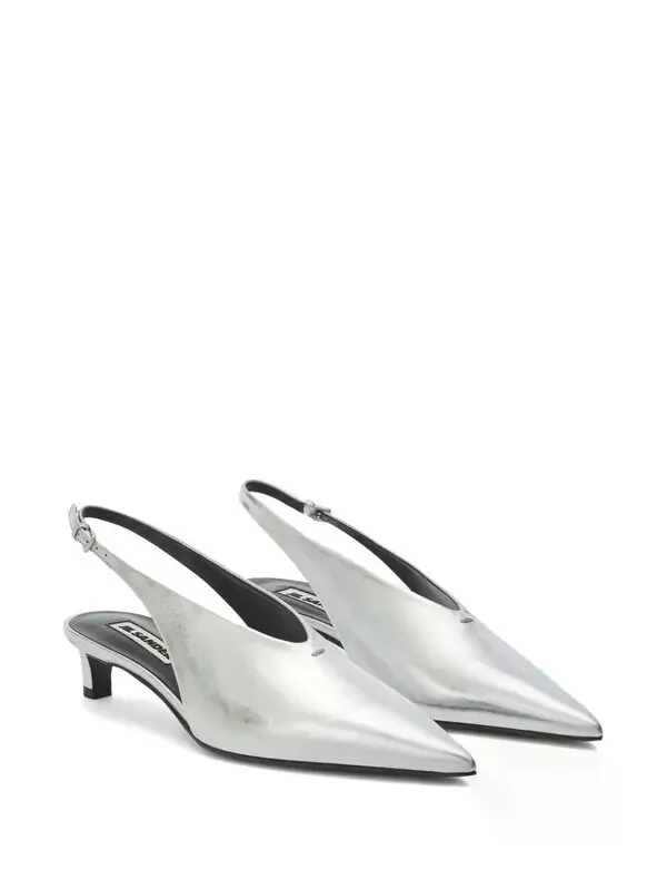 JIL SANDER Metallic Slingback Kitten Heel Pumps