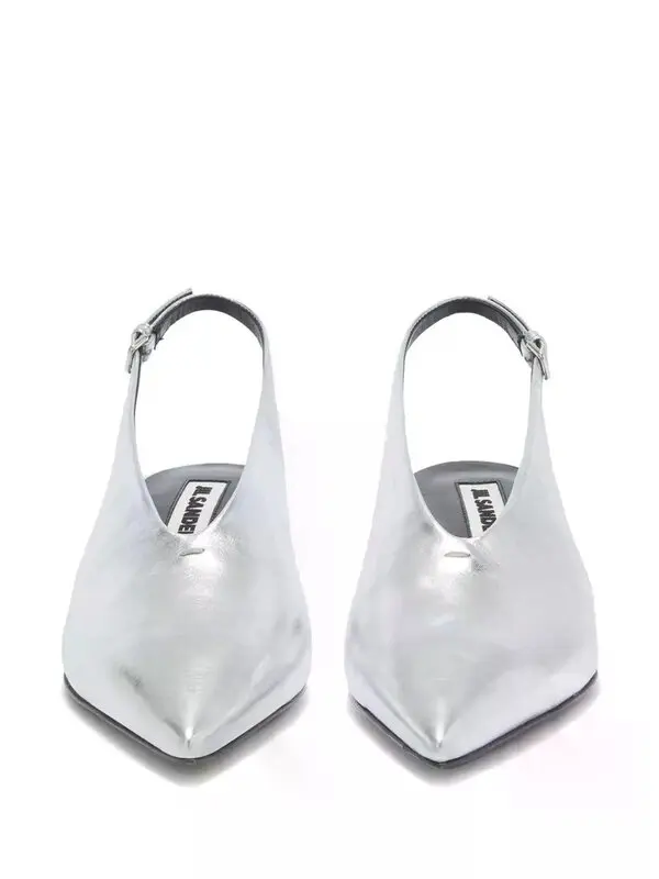 JIL SANDER Metallic Slingback Kitten Heel Pumps