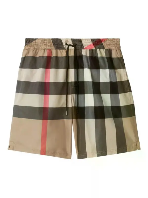 Burberry Checked Swim Shorts - Neutrals
