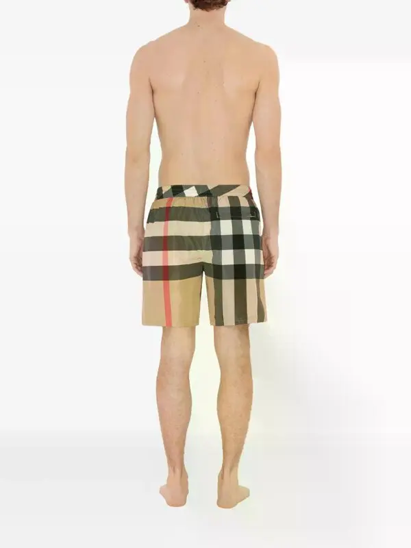 Burberry Checked Swim Shorts - Neutrals
