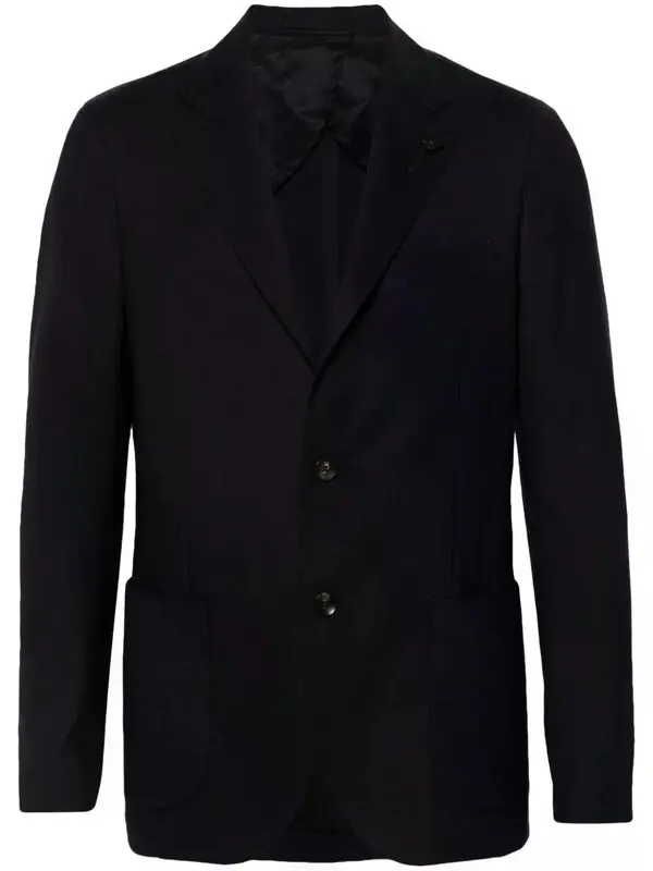 LARDINI Brooch-detail Blazer - Blue