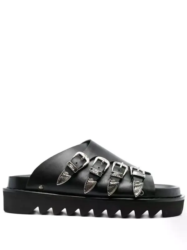 Toga Western-buckle Leather Slides