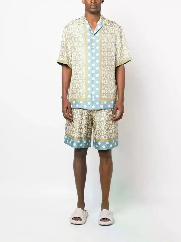 Versace Allover Silk Shorts - Blue