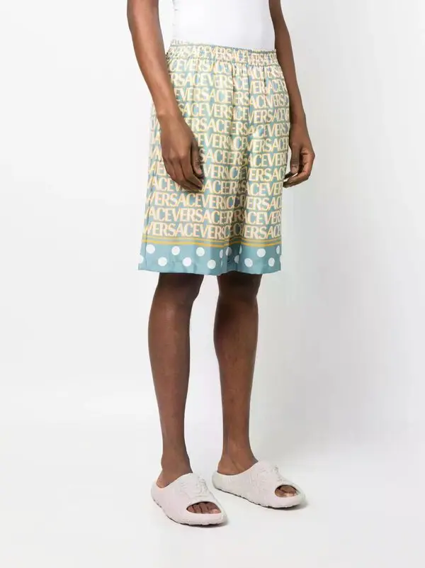 Versace Allover Silk Shorts - Blue