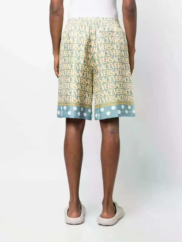 Versace Allover Silk Shorts - Blue
