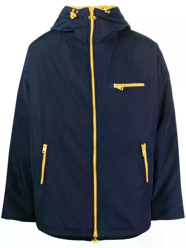 DIESEL® Hooded Logo-print Jacket - Blue