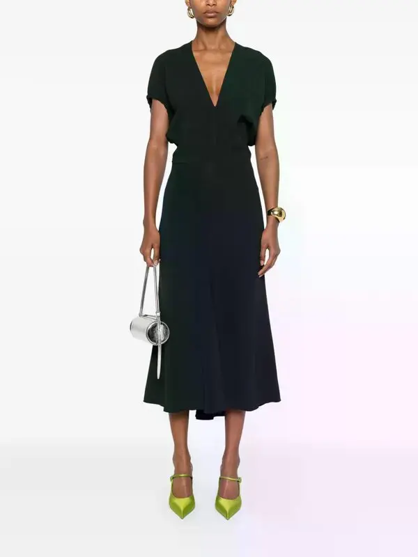 Victoria Beckham V-neck Midi Dress - Green