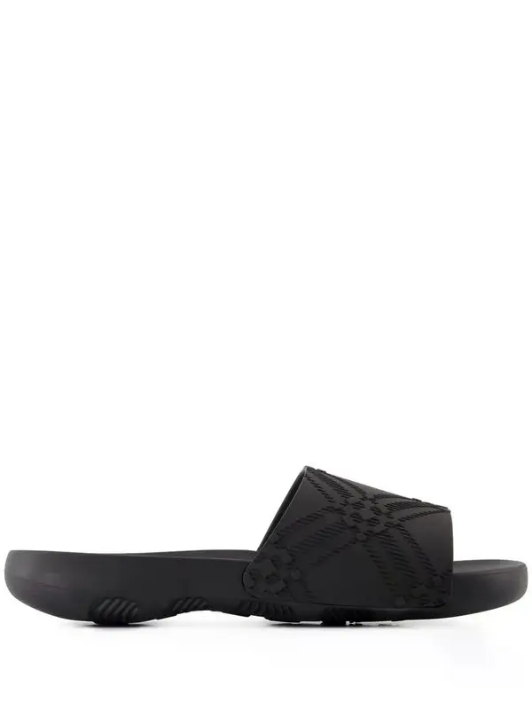 Burberry Embossed Check Dive Slides - Black