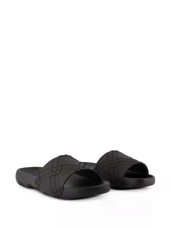 Burberry Embossed Check Dive Slides - Black