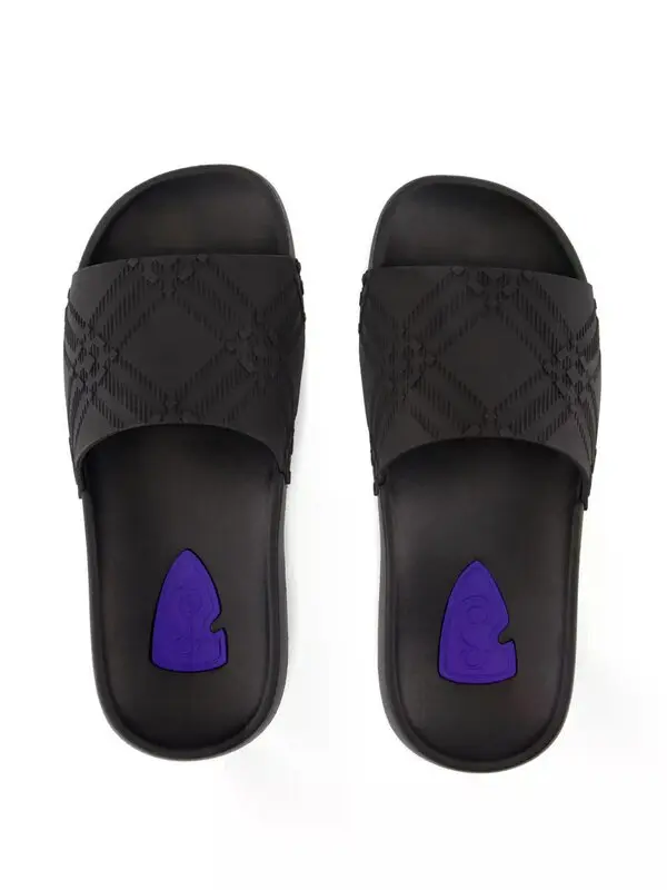 Burberry Embossed Check Dive Slides - Black