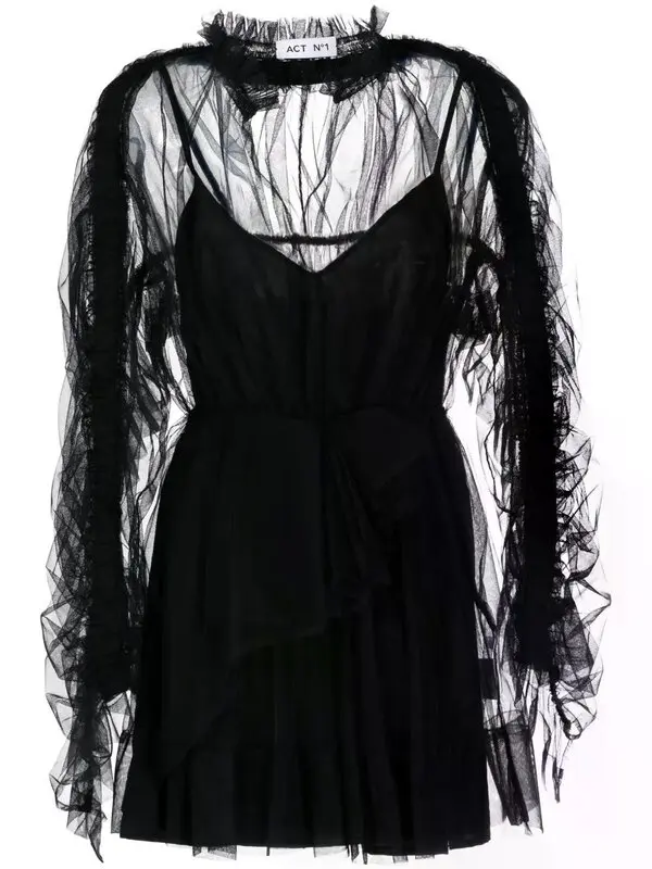 ACT Nº1 Tulle-paneled Mini Dress - Black