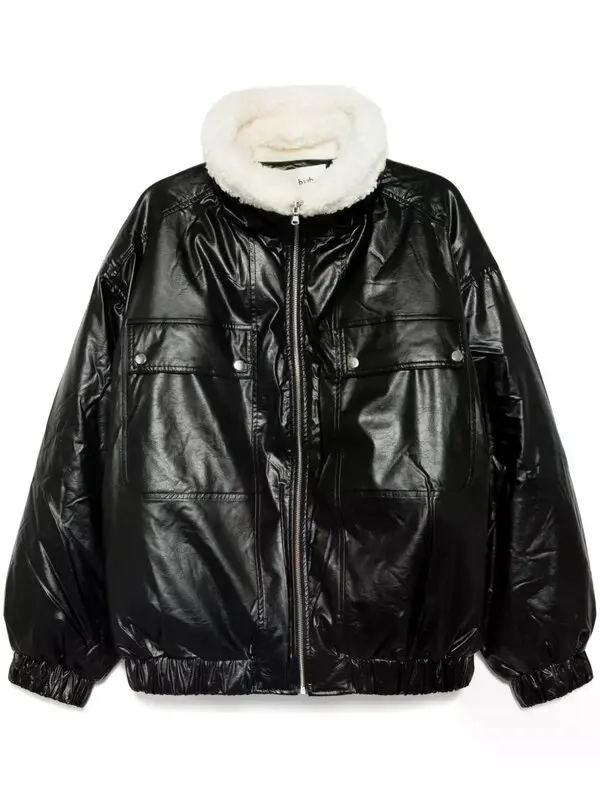 B+AB Faux-leather Jacket With Shearling Collar