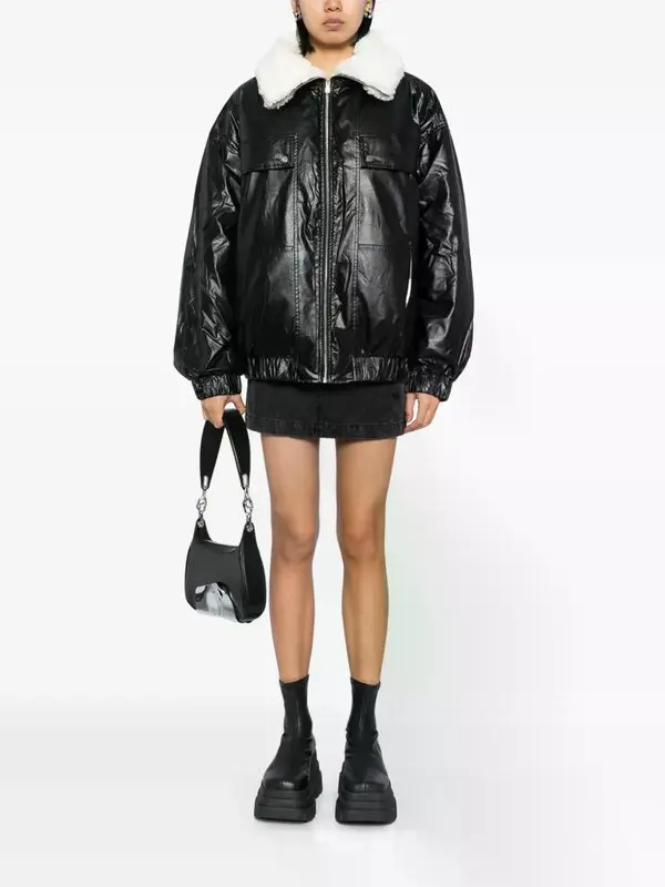 B+AB Faux-leather Jacket With Shearling Collar
