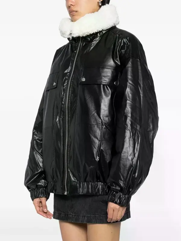 B+AB Faux-leather Jacket With Shearling Collar