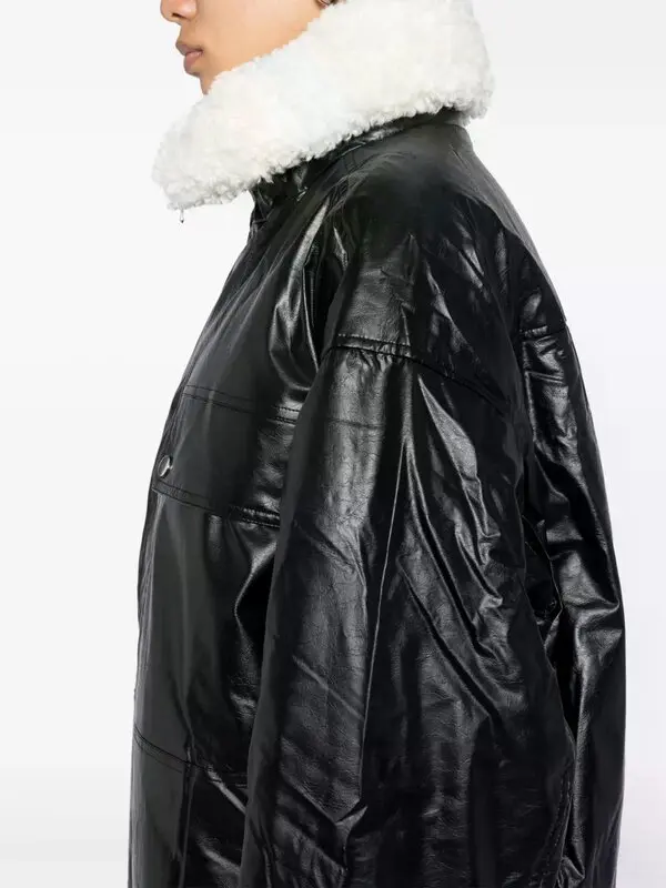 B+AB Faux-leather Jacket With Shearling Collar