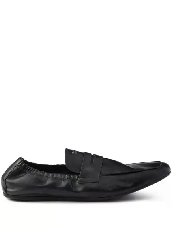 Prada Deconstructed Leather Loafers - Black