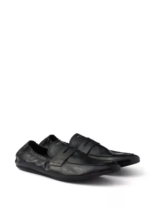 Prada Deconstructed Leather Loafers - Black