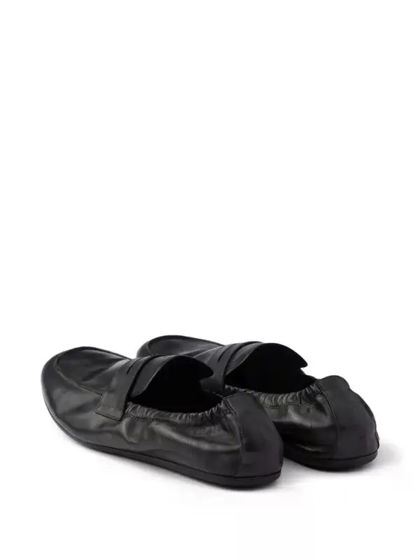 Prada Deconstructed Leather Loafers - Black