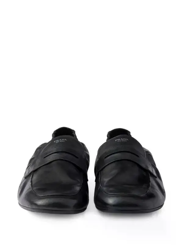 Prada Deconstructed Leather Loafers - Black
