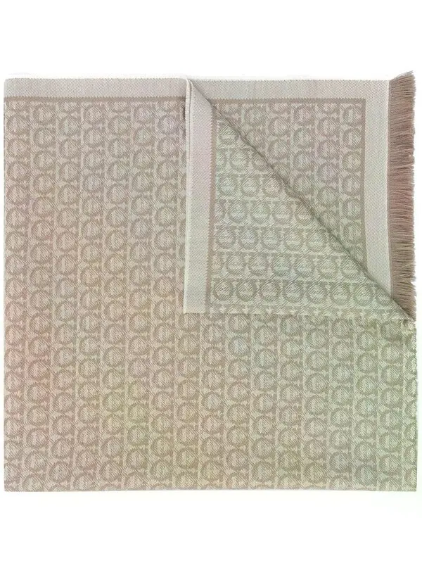 FERRAGAMO Gancini-pattern Scarf - Neutrals