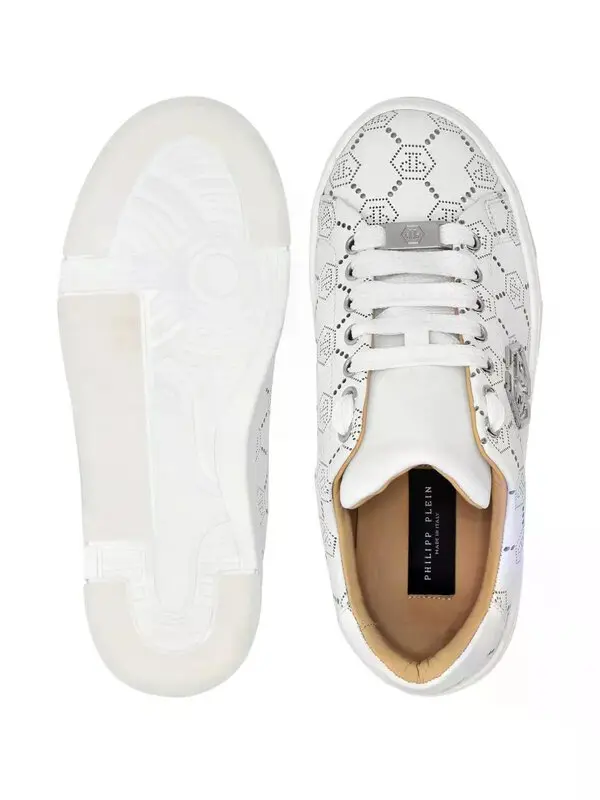 Philipp Plein Monogram Leather Sneakers - White