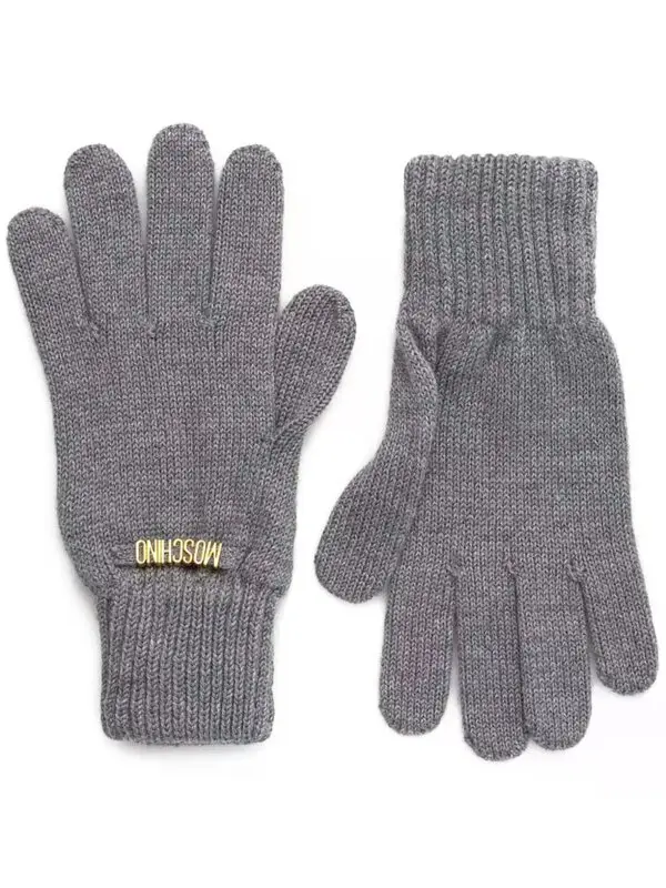 Moschino Logo-lettering Gloves - Grey
