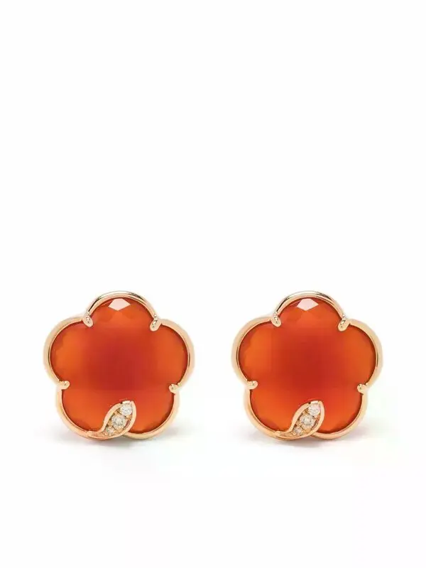 Pasquale Bruni 18kt Rose Gold Petit Joli Carnelian And Diamond Stud Earrings - Pink