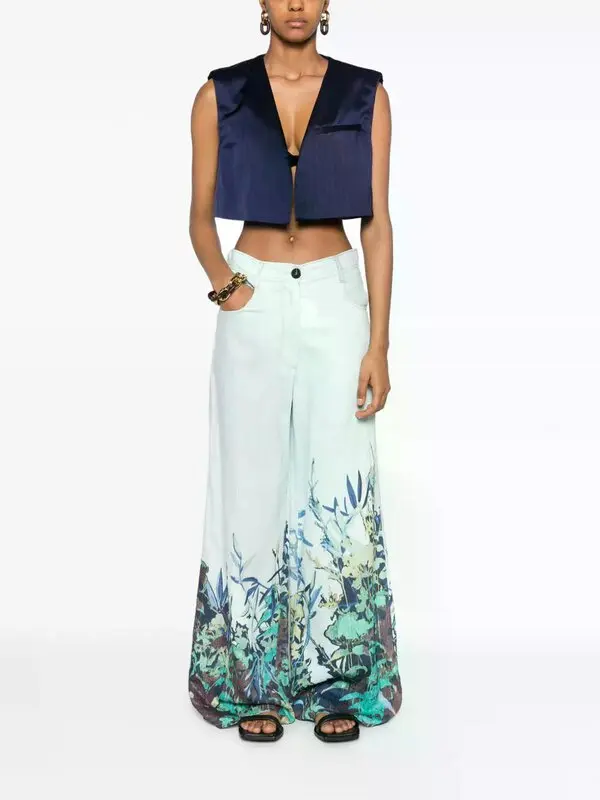 FORTE_FORTE High-rise Wide-leg Cotton-linen Pants