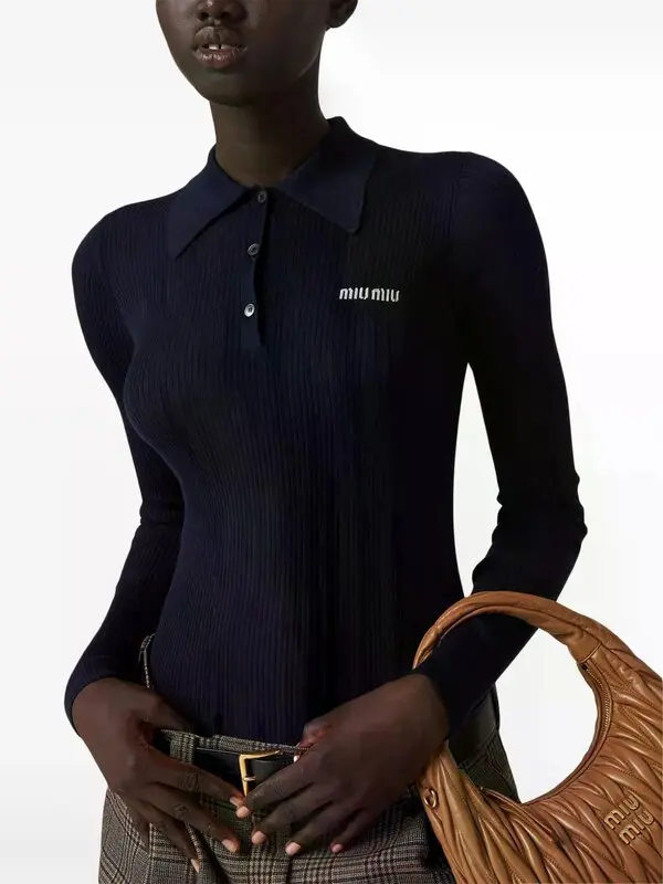 Miu Miu Cashmere And Silk Knit Polo Shirt