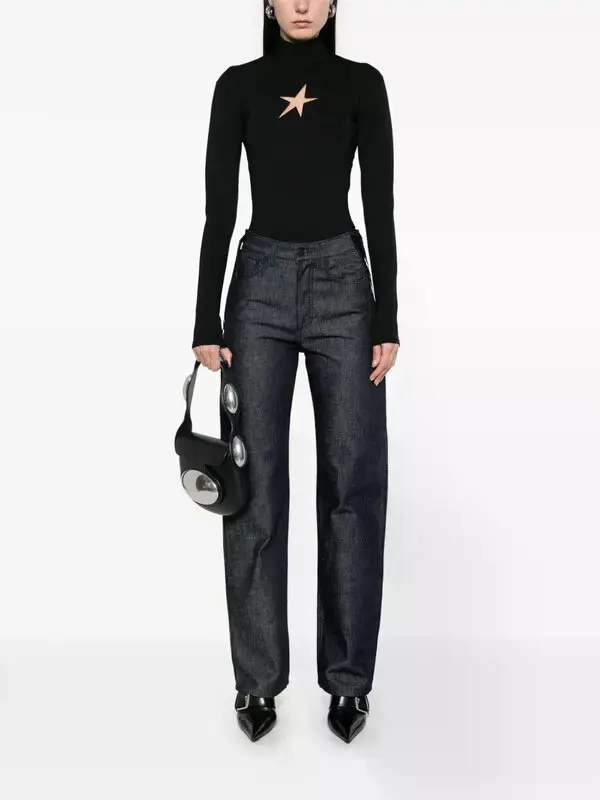 MUGLER Lace-up Straight Leg Jeans