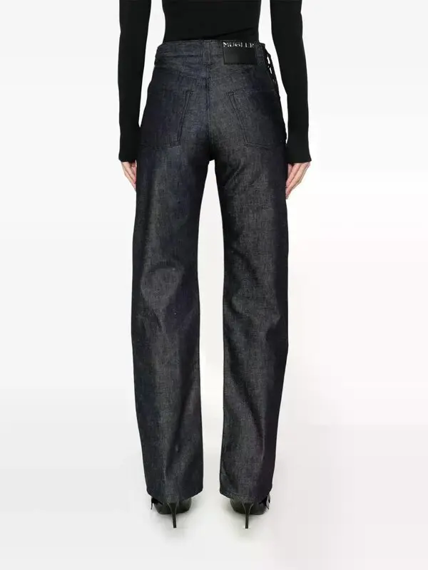 MUGLER Lace-up Straight Leg Jeans