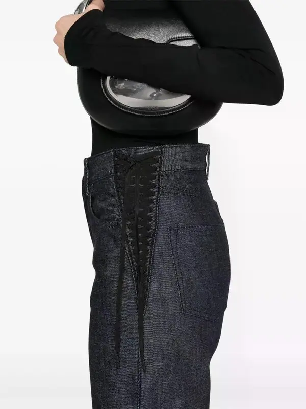 MUGLER Lace-up Straight Leg Jeans