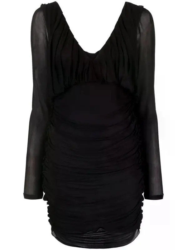 Saint Laurent Draped V-neck Mini Dress