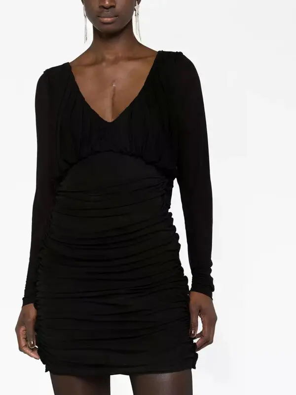 Saint Laurent Draped V-neck Mini Dress