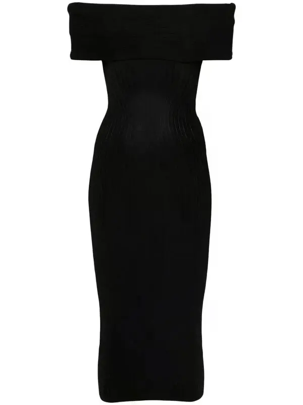 MUGLER Off-shoulder Knit Dress