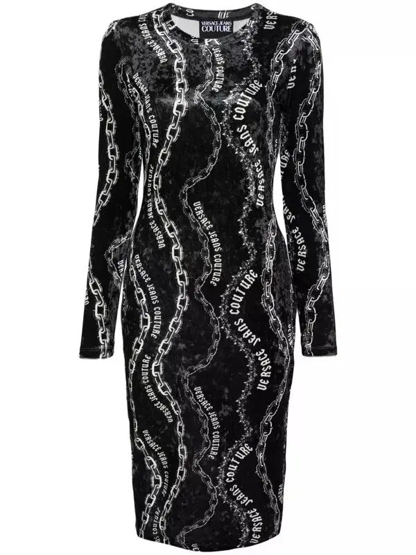 Versace Chain Couture-print Midi Dress
