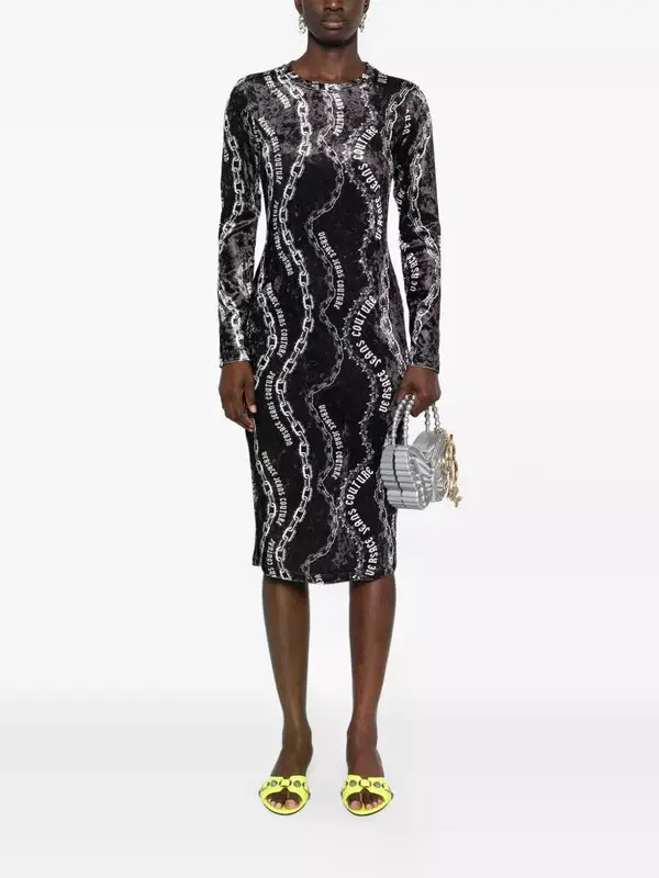 Versace Chain Couture-print Midi Dress