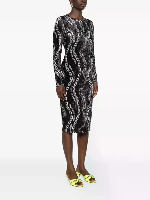 Versace Chain Couture-print Midi Dress